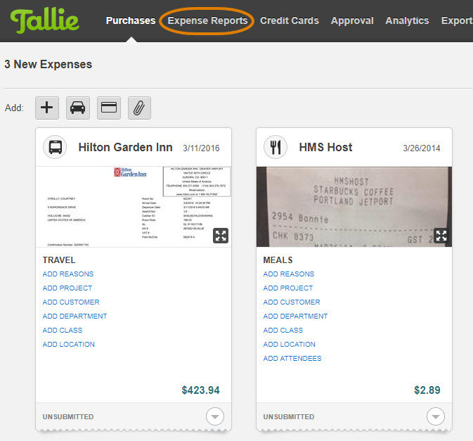 Creating and Submitting Expense Reports – Tallie